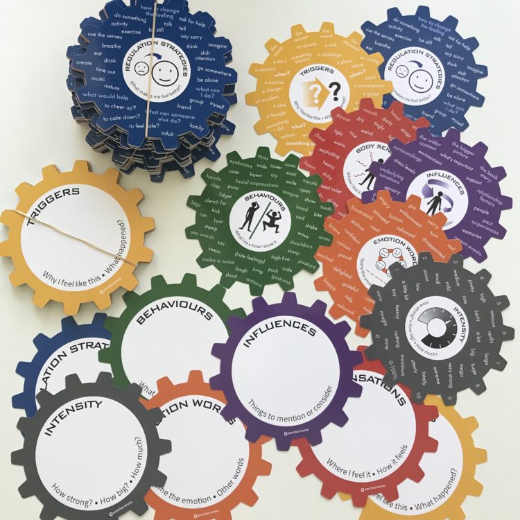 Cog Shaped Card Set with Text 21 cm diameter – Emotion Works