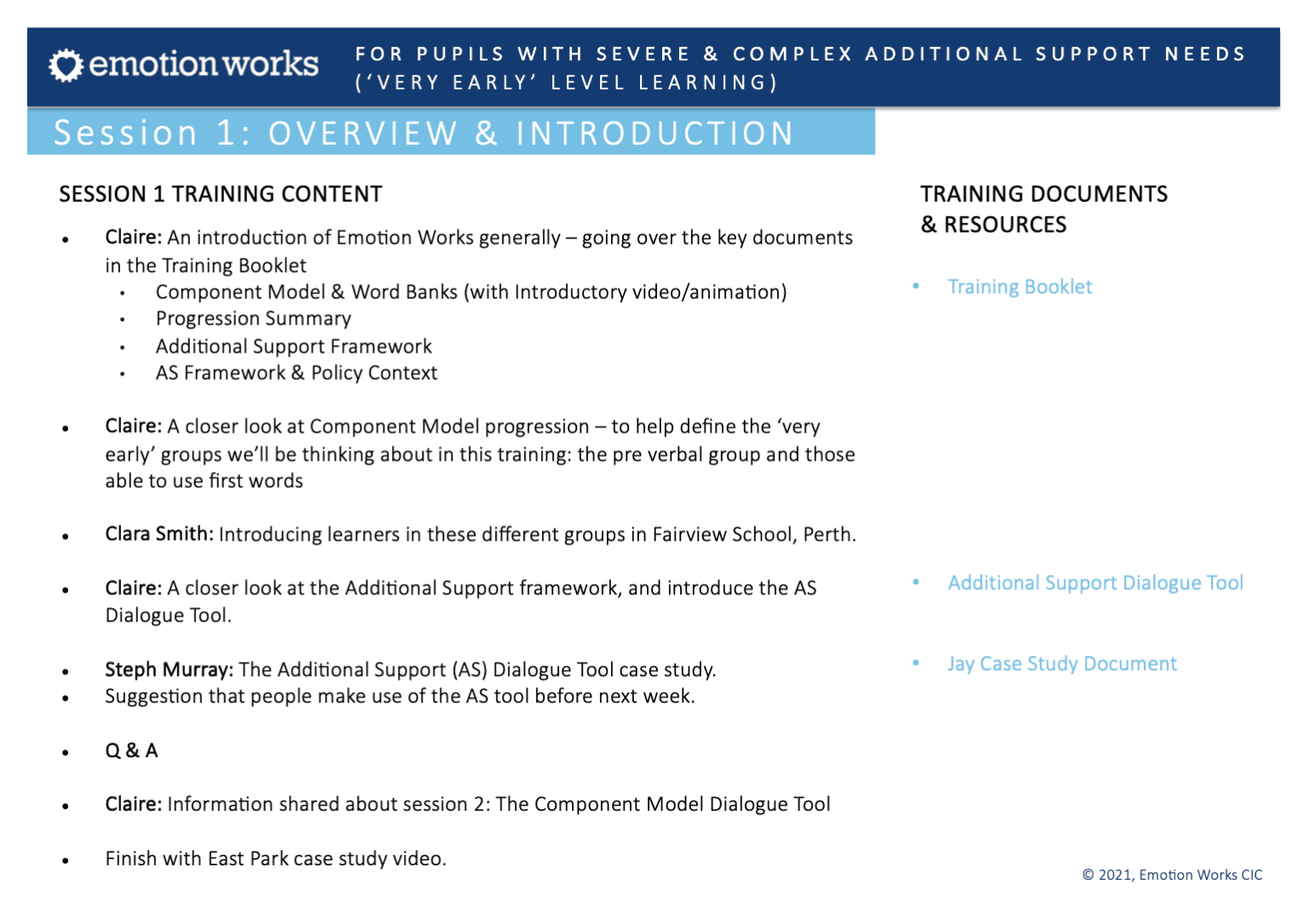ASN TRAINING: SEVERE & COMPLEX NEEDS – Emotion Works