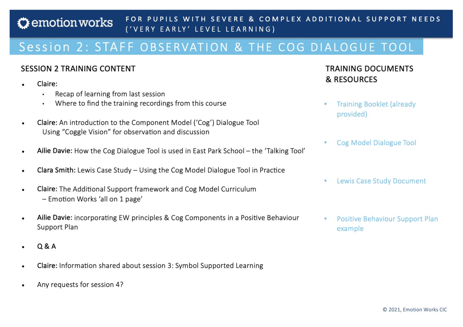ASN TRAINING: SEVERE & COMPLEX NEEDS – Emotion Works